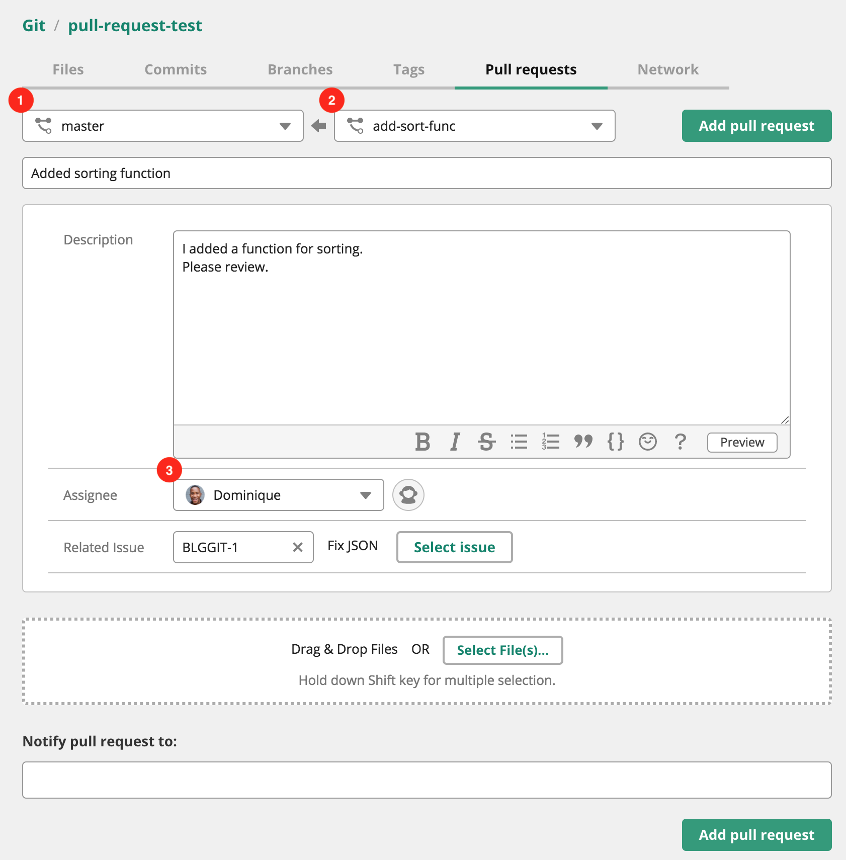 Create pull request | Backlog